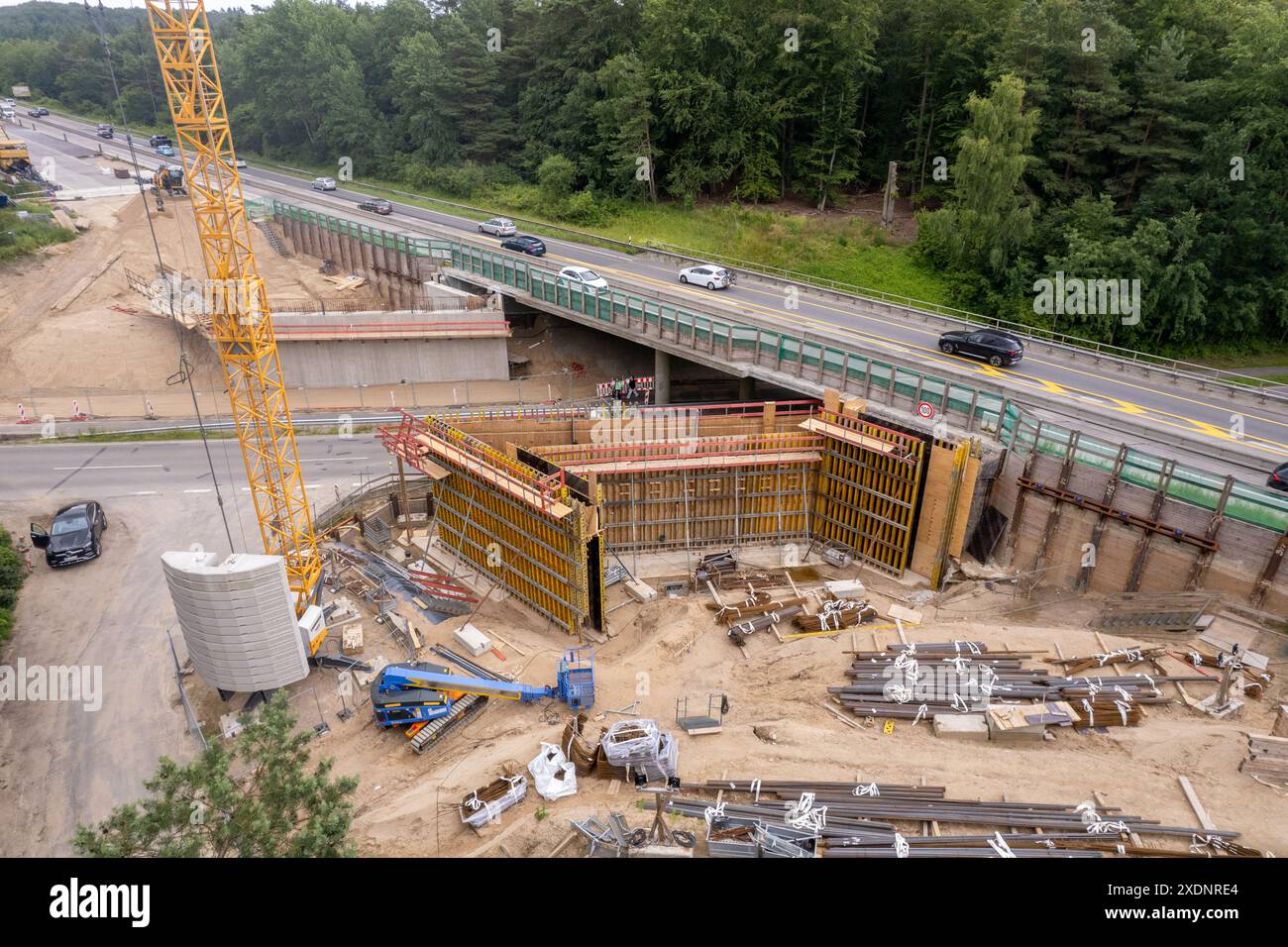 A new motorway bridge is being built next to a motorway Stock Photo - Alamy