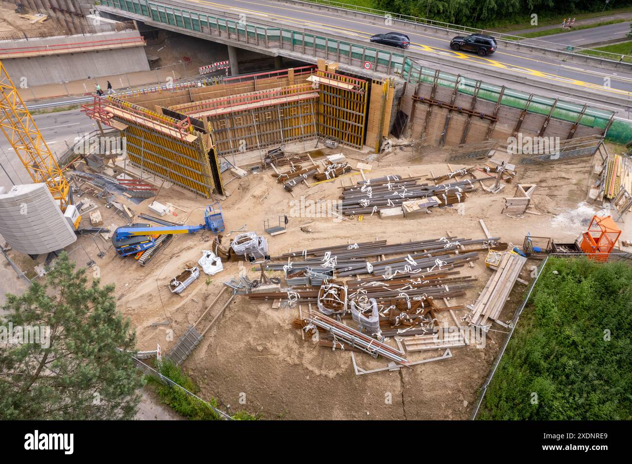 A new motorway bridge is being built next to a motorway Stock Photo - Alamy