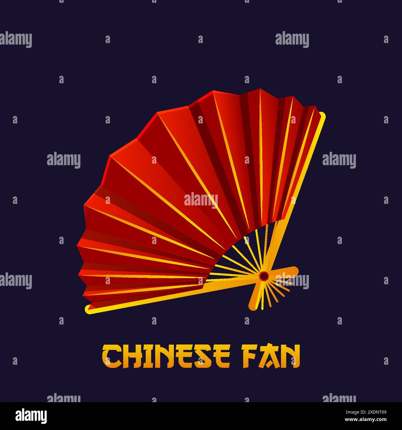 Chinese red folding fan. Oriental decoration of Chinese culture ...