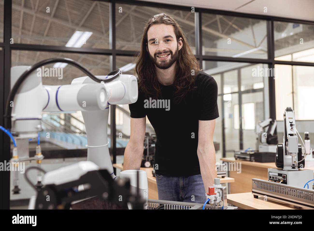 Portrait happy smile engineer male learning education in Industrial ...