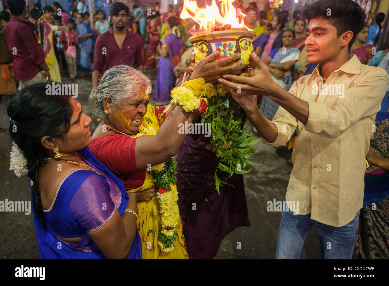 Pilgrims celebrate at a local temple festival in Madurai Stock Photo ...