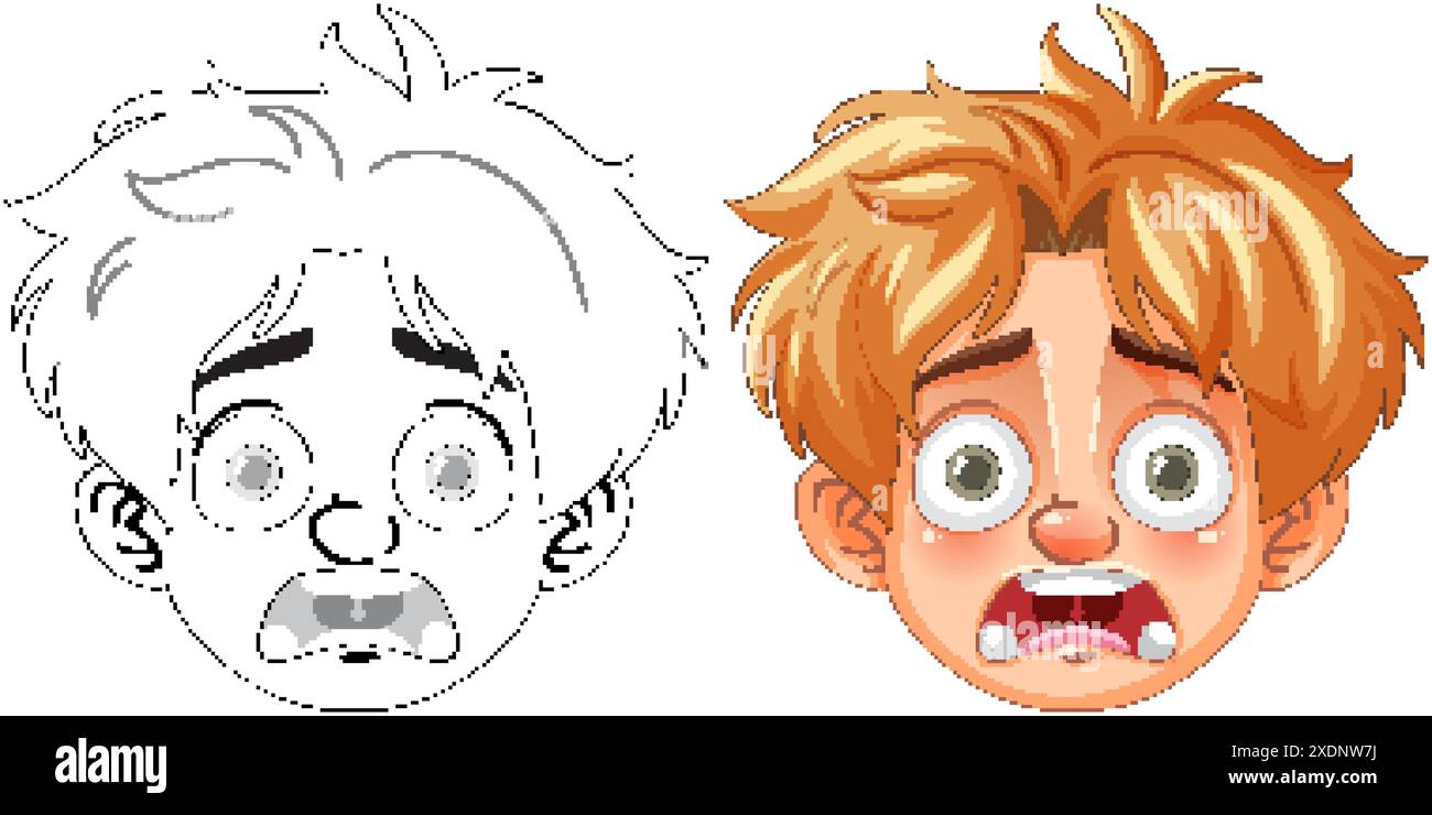 Illustration of a boy with a shocked face Stock Vector Image & Art - Alamy