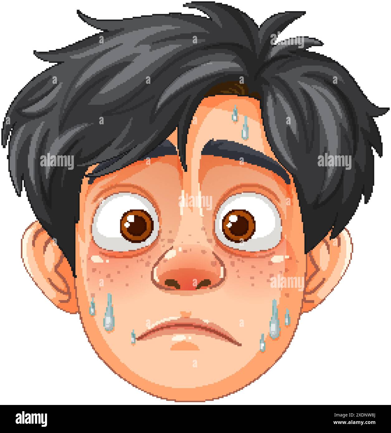 Illustration of a worried, sweating cartoon face Stock Vector Image ...
