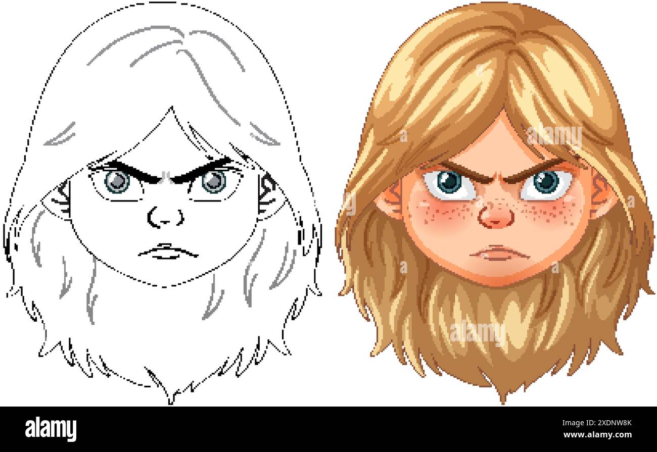 Vector illustration of an angry girl's face Stock Vector Image & Art ...