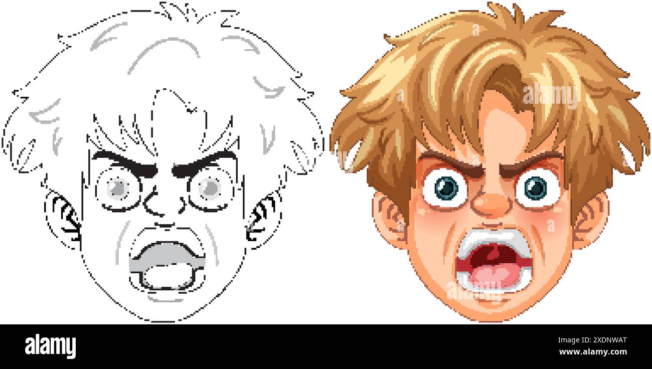 Vector illustration of an angry boy's face Stock Vector Image & Art - Alamy