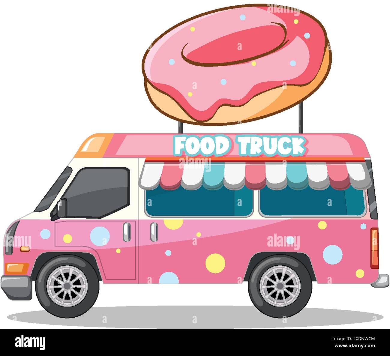 Pink food truck with a giant donut sign Stock Vector Image & Art - Alamy