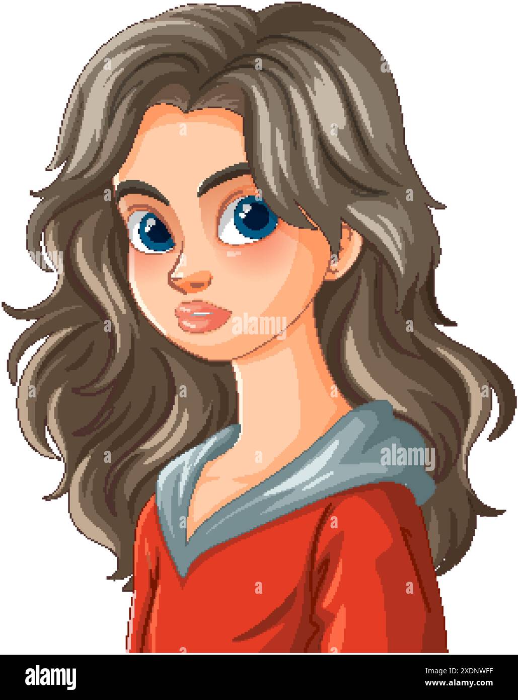 Illustration of a girl with long, wavy hair Stock Vector Image & Art ...