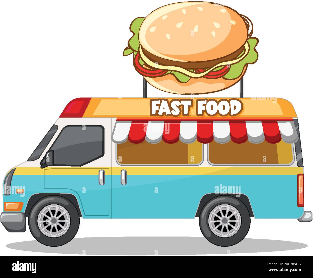 Bright food truck with a burger sign Stock Vector Image & Art - Alamy
