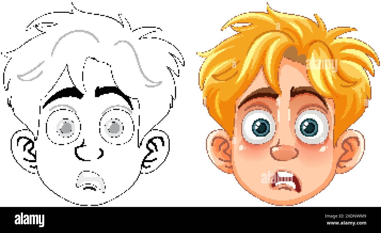 Vector illustration of a shocked boy's face Stock Vector Image & Art ...