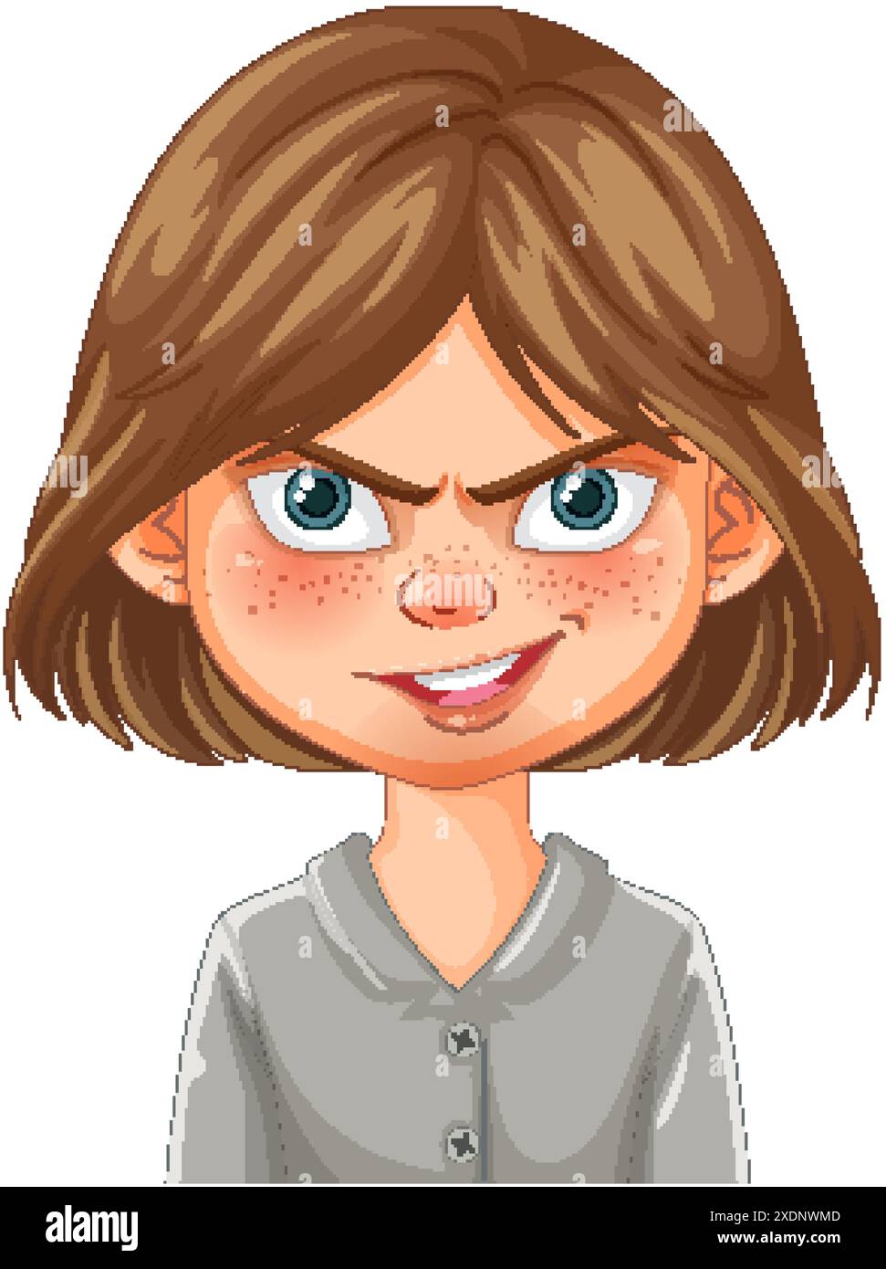 Girl brown hair freckles Stock Vector Images - Alamy