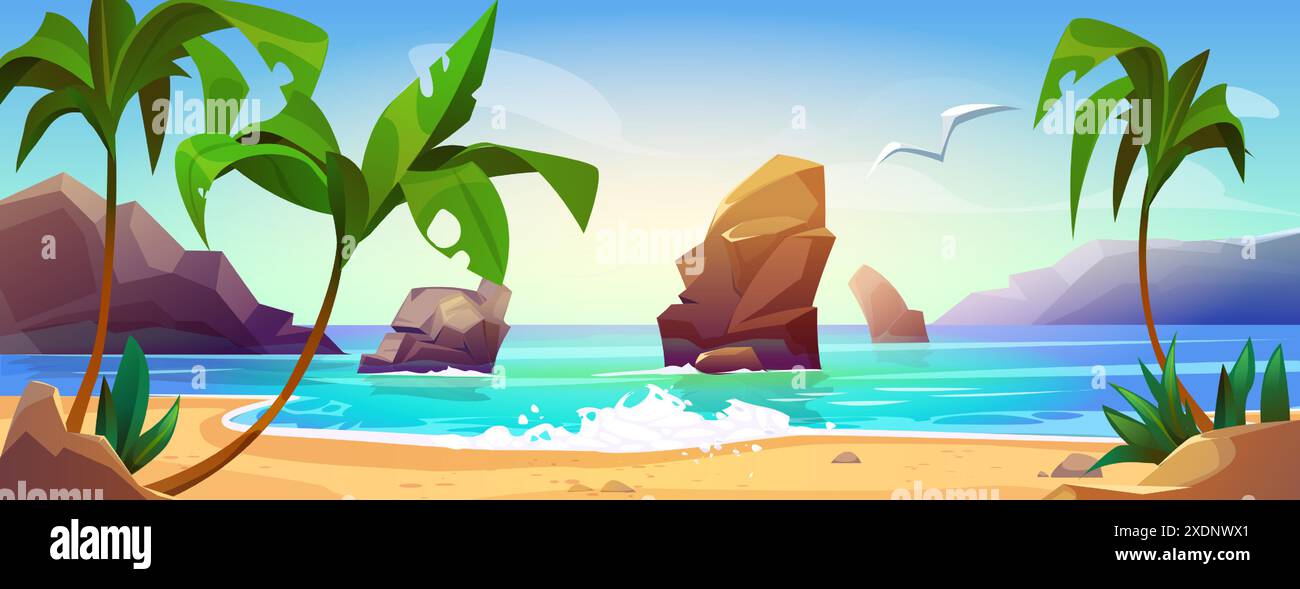 Palm cove beach view Stock Vector Images - Alamy