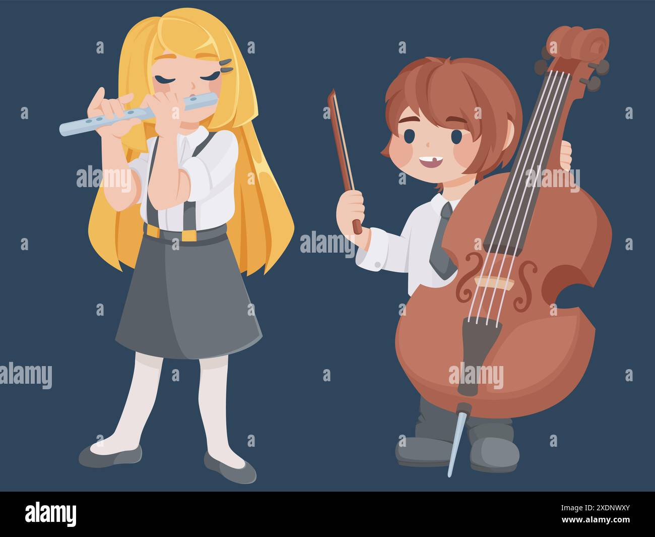 Kids musicians for school band or music classroom. Cartoon vector set ...