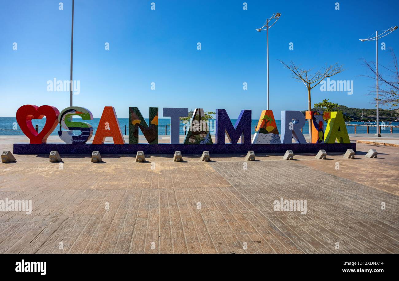 Santa Marta landmark, Colombia, A colorful Santa Marta sign welcomes ...