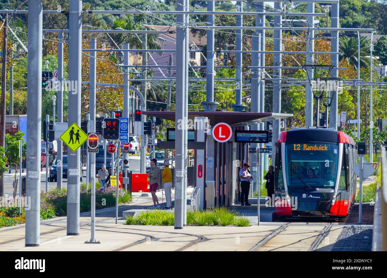 The L2 light rail tram system on Alison Road in Randwick, Sydney ...