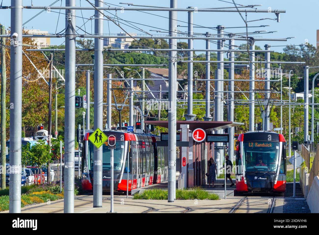 The L2 light rail tram system on Alison Road in Randwick, Sydney ...