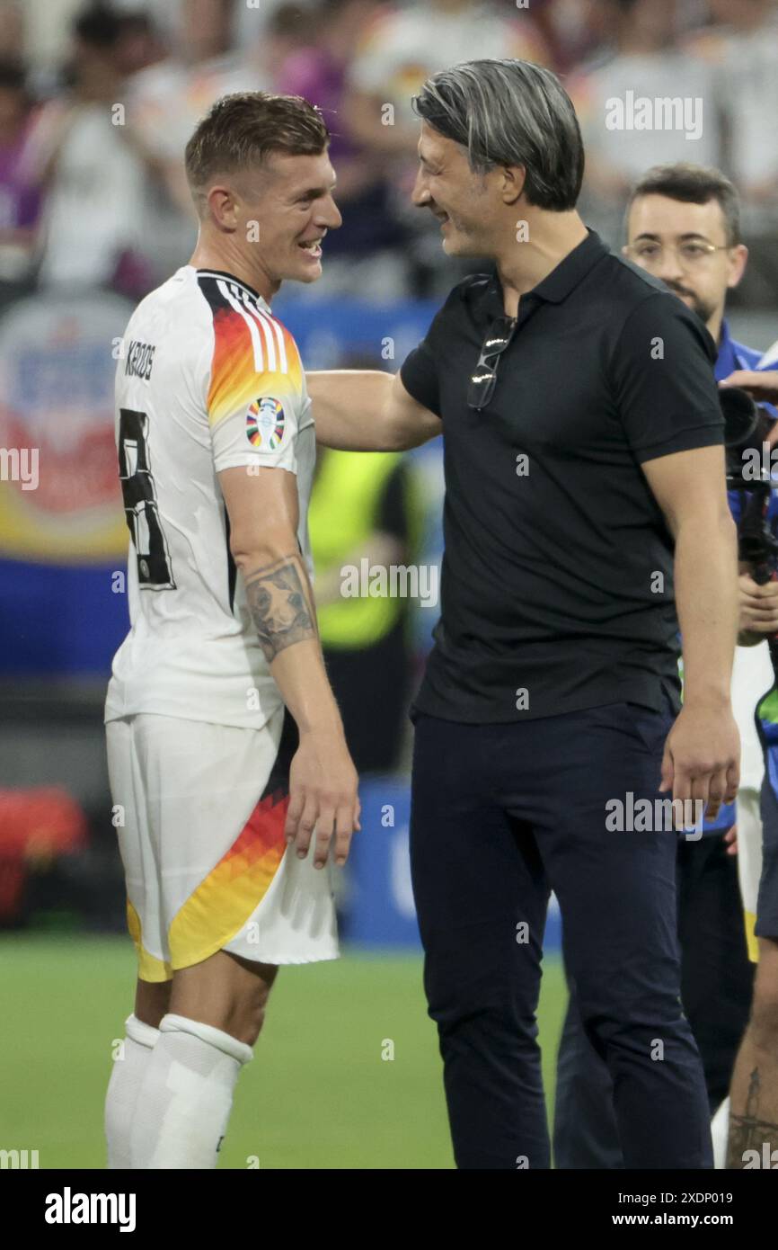 Toni Kroos of Germany, Coach of Switzerland Murat Yakin following the ...
