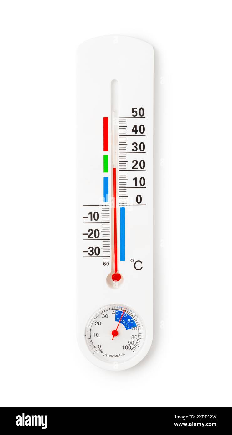 White Thermometer and Hygrometer Displaying Room Temperature and ...