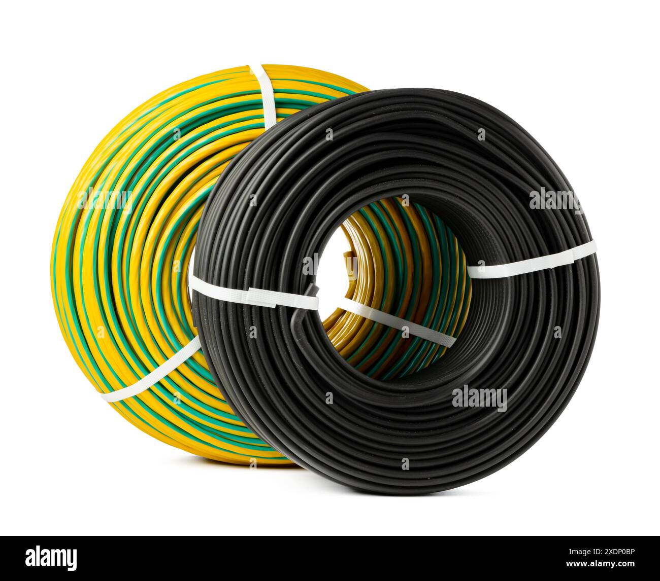 Yellow And Black Electrical Wire Spools Isolated On White Background ...