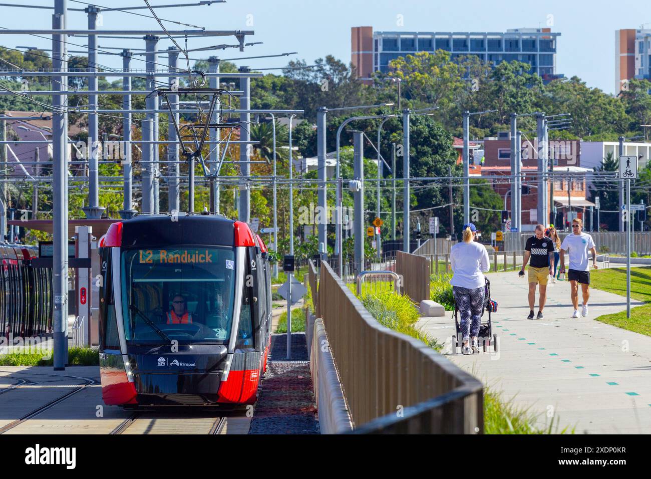 The L2 light rail tram system on Alison Road in Randwick, Sydney ...