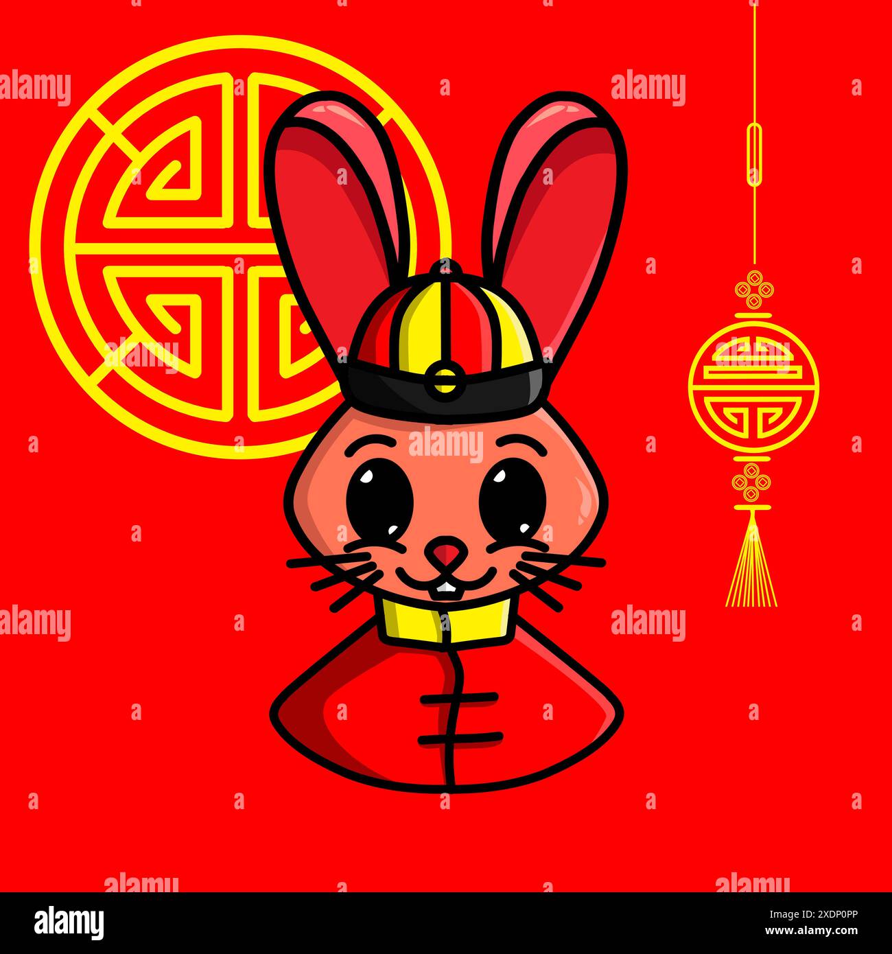Elegant Rabbit Chinese Zodiac Vector Illustration - Symbol of Luck and ...