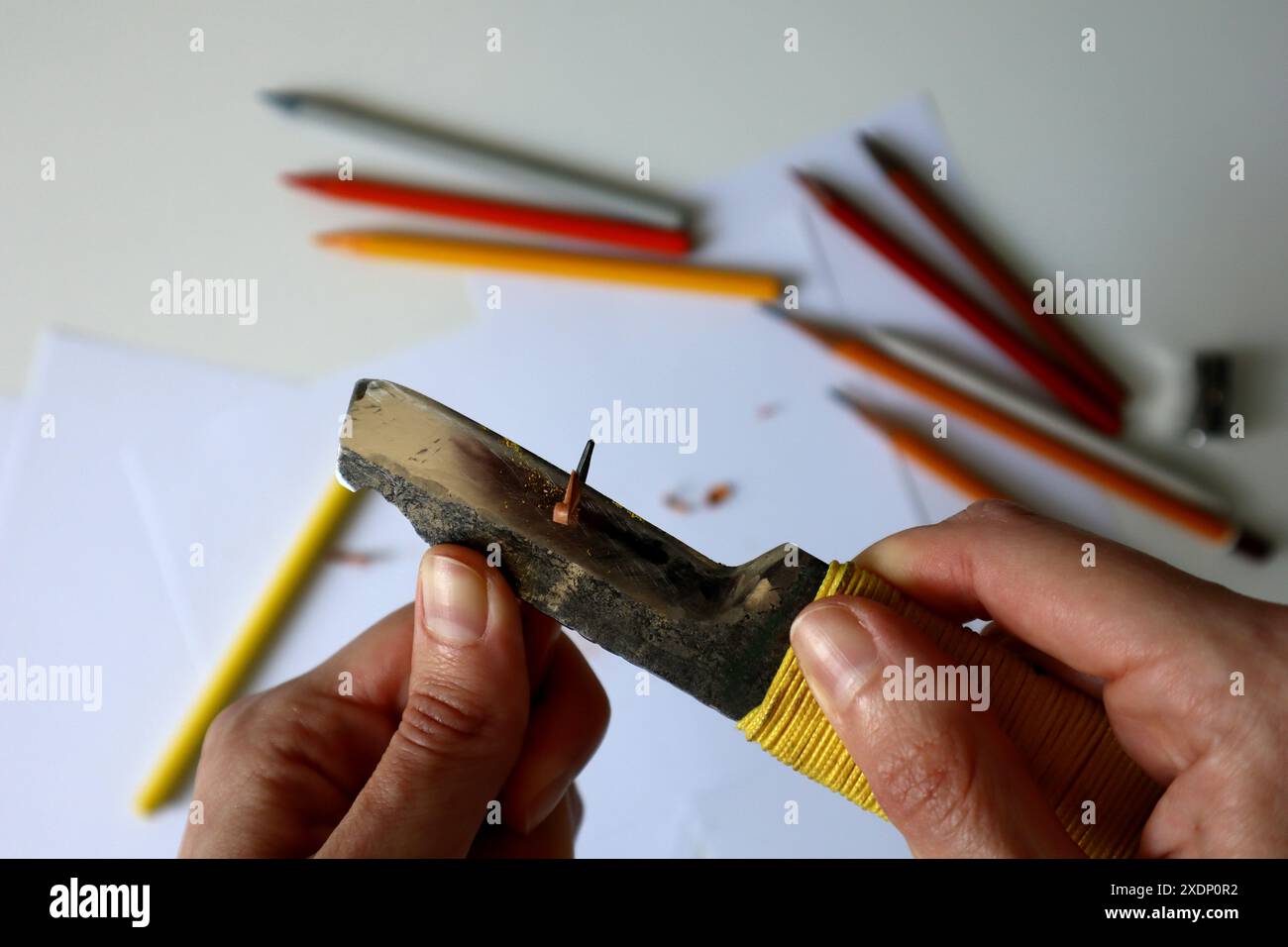 Sharpening pencil on home hi-res stock photography and images - Alamy