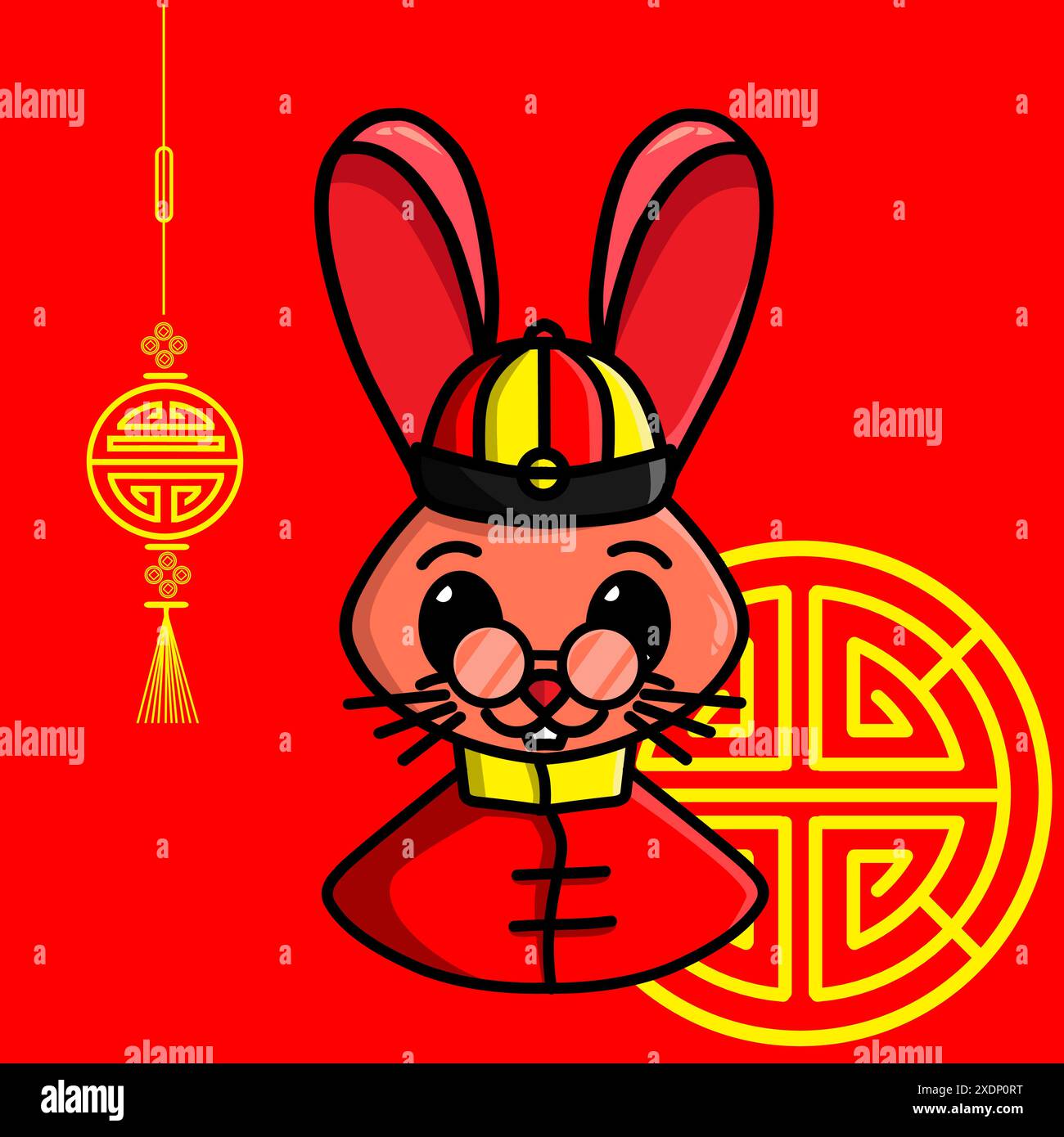 Elegant Rabbit Chinese Zodiac Vector Illustration - Symbol of Luck and ...