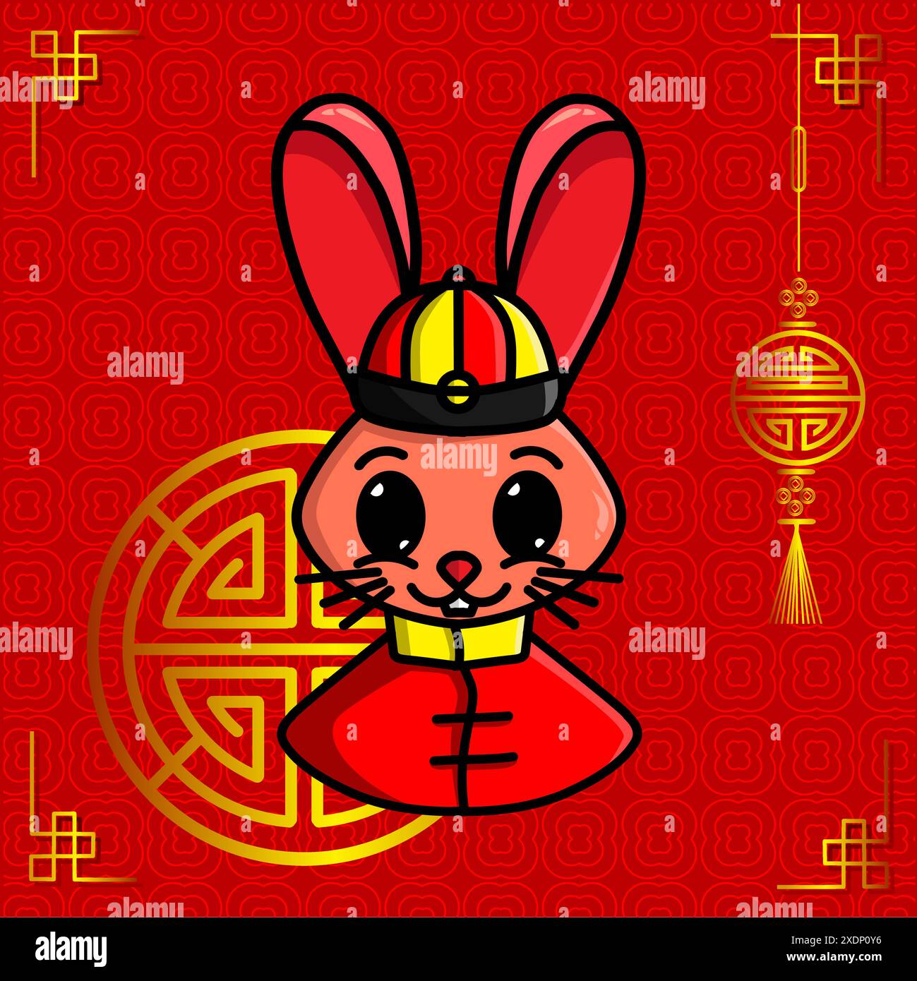 Elegant Rabbit Chinese Zodiac Vector Illustration - Symbol of Luck and ...