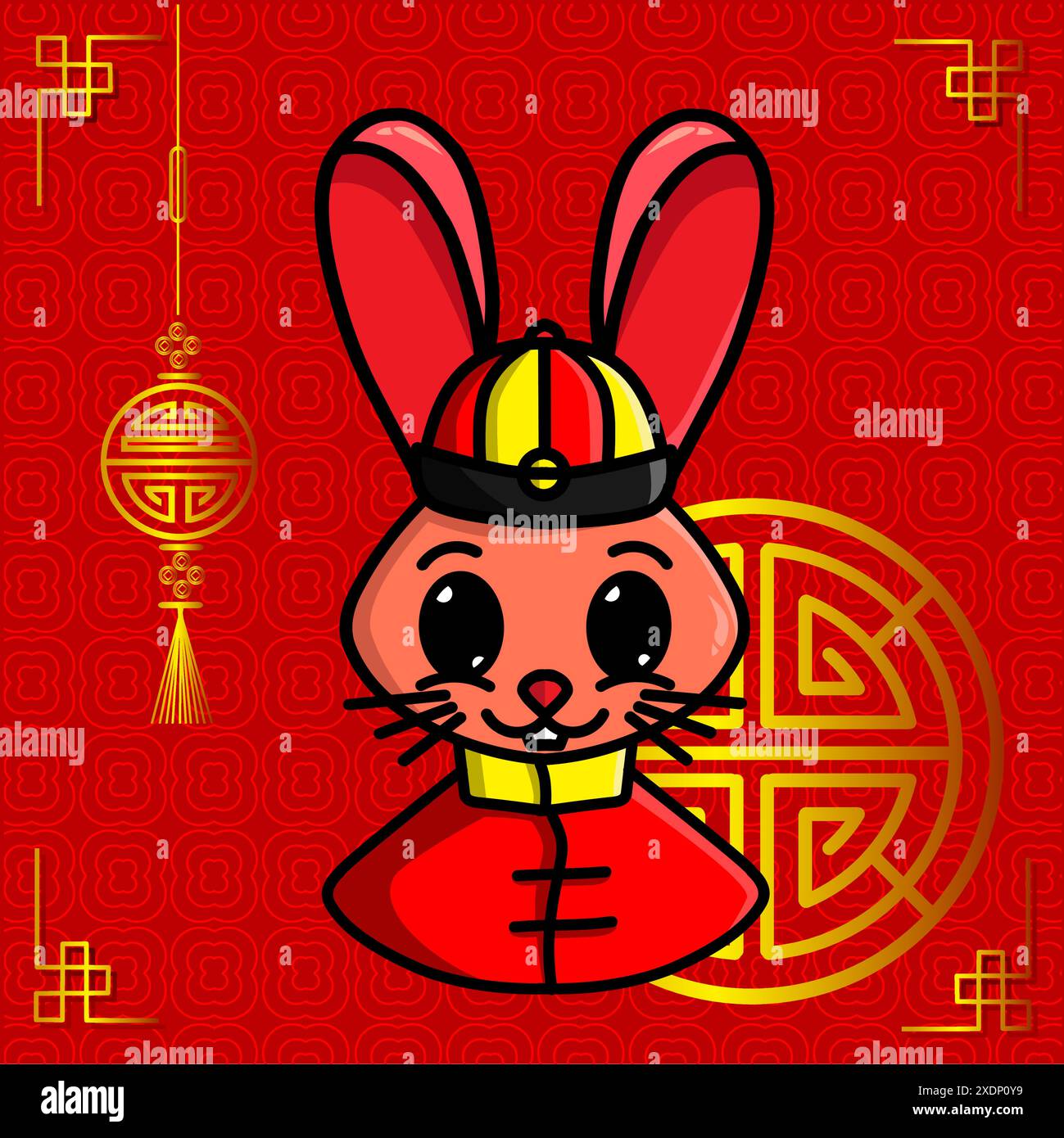 Elegant Rabbit Chinese Zodiac Vector Illustration - Symbol of Luck and ...