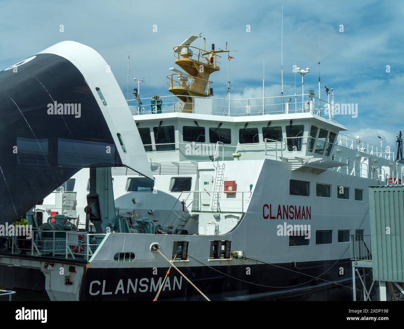 MV Clansman, Caledonian MacBrayne Car Ferry with bow doors raised as ...