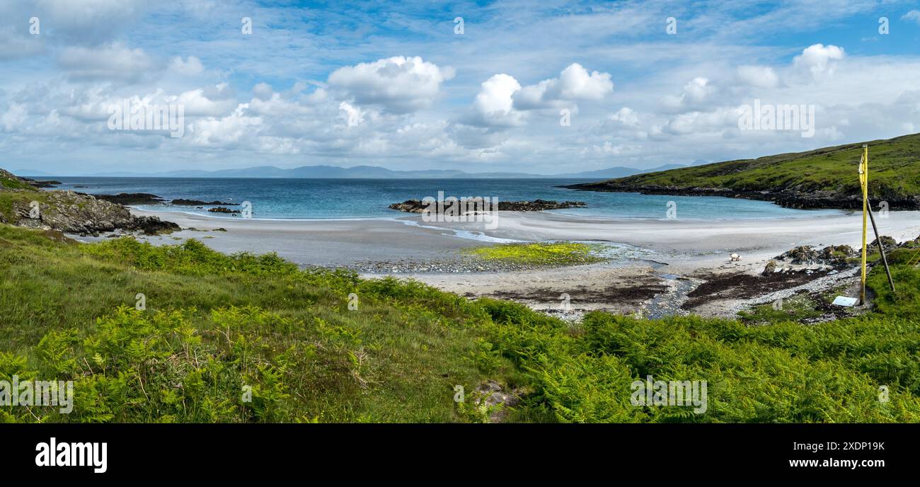 A panoramic view of Queen's Bay with undersea cable marker on the ...
