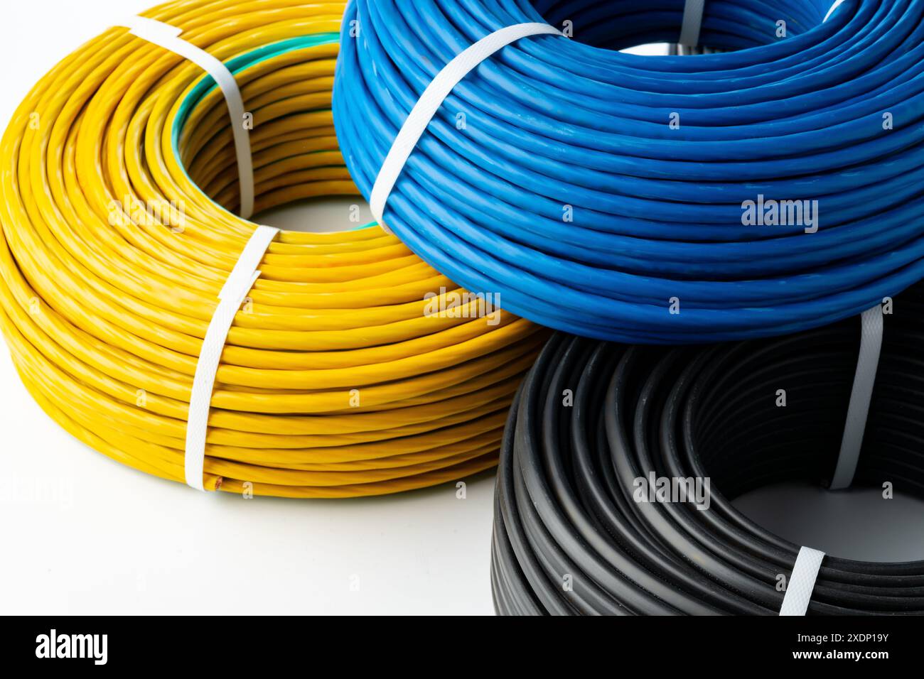 Three Spools of Electrical Wire on White Background Stock Photo - Alamy