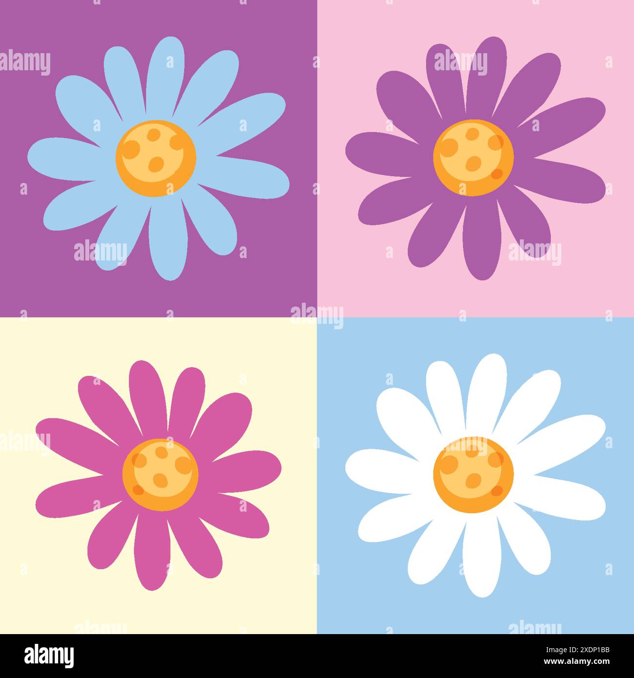 Four vibrant flowers in a grid pattern Stock Vector Image & Art - Alamy