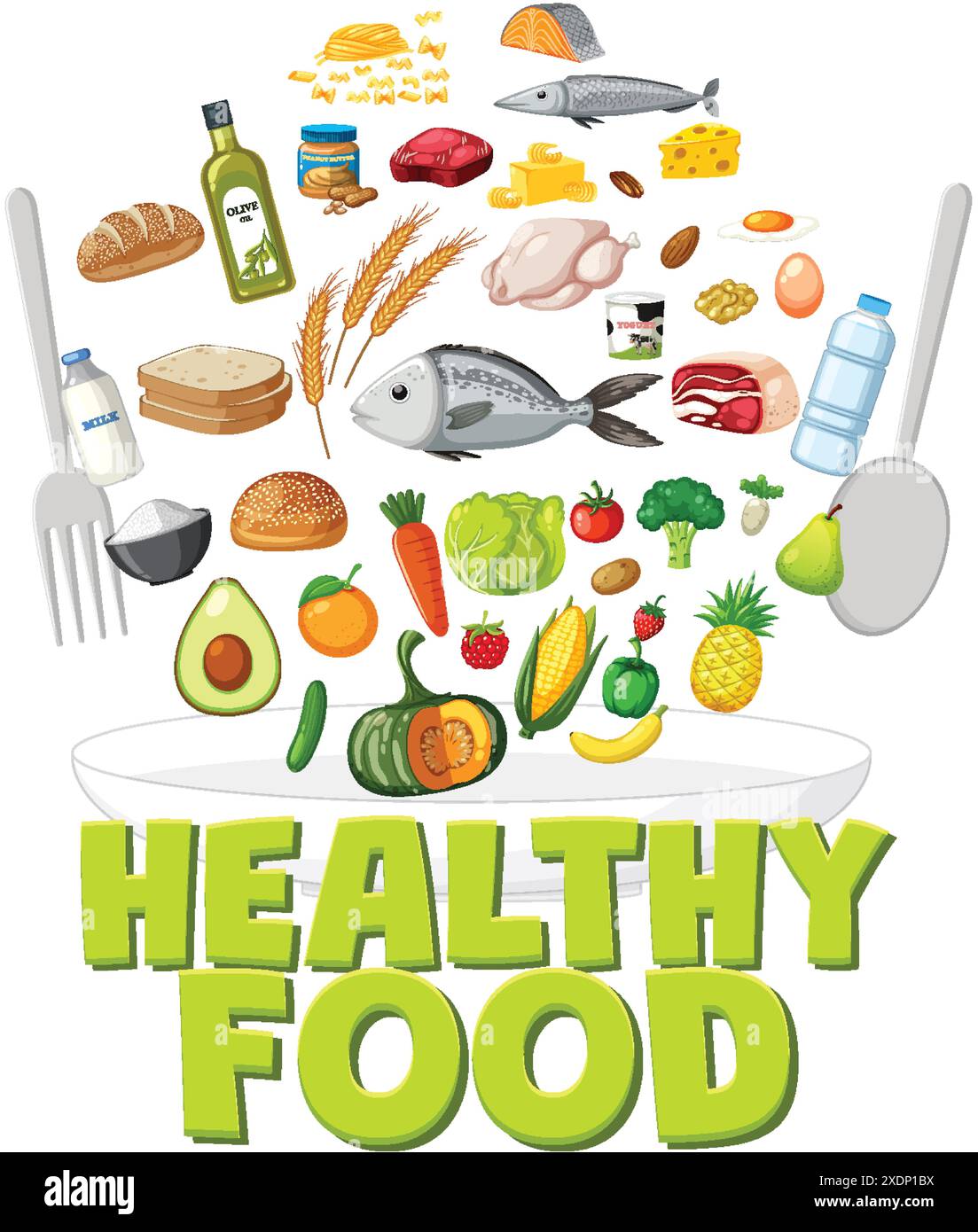 Various healthy foods arranged in a bowl Stock Vector Image & Art - Alamy