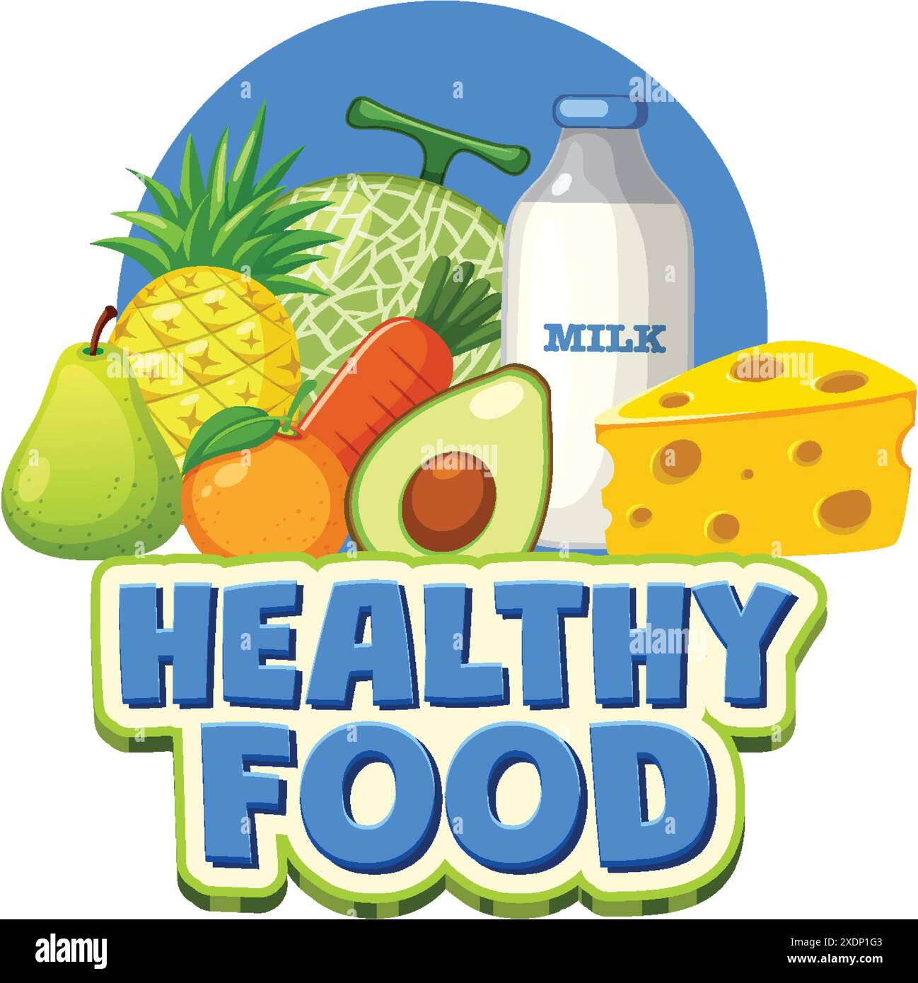 Fruits, vegetables, dairy, and cheese illustration Stock Vector Image ...