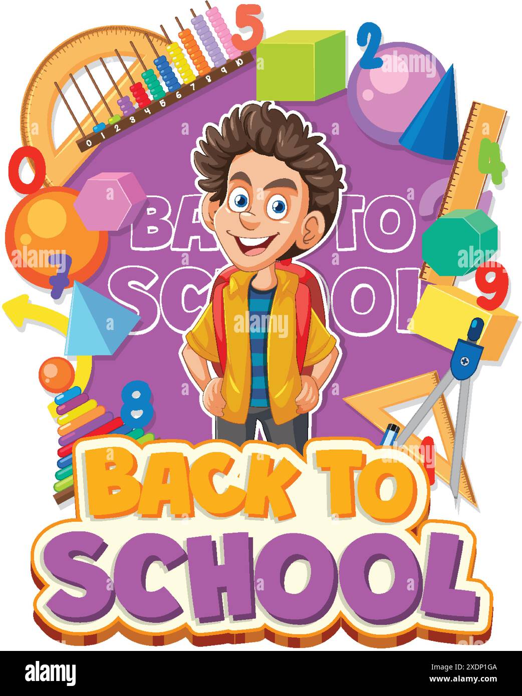 Colorful back-to-school themed vector illustration Stock Vector Image ...