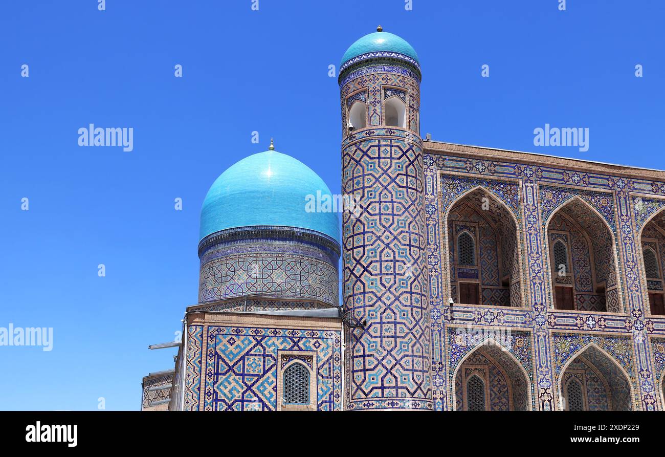 Architectural detail of Tilya-Kori madrasah - dome and arches with ...