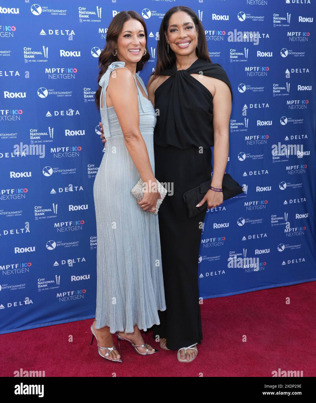 (L-R) Angelique Cabral and Gina Torres at the MPTF NextGen Summer Party ...