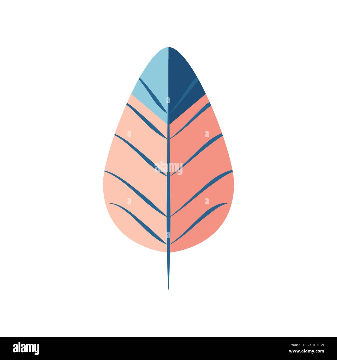geometric pink leaf with a design. The leaf is composed of blue and ...