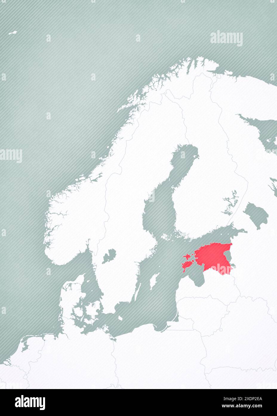 Estonia on the map of Scandinavia with softly striped vintage ...