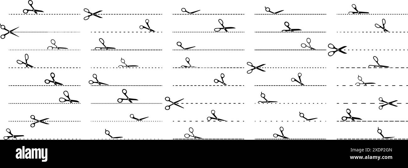 Scissors and dotted lines. Cut here symbols Stock Vector Image & Art ...