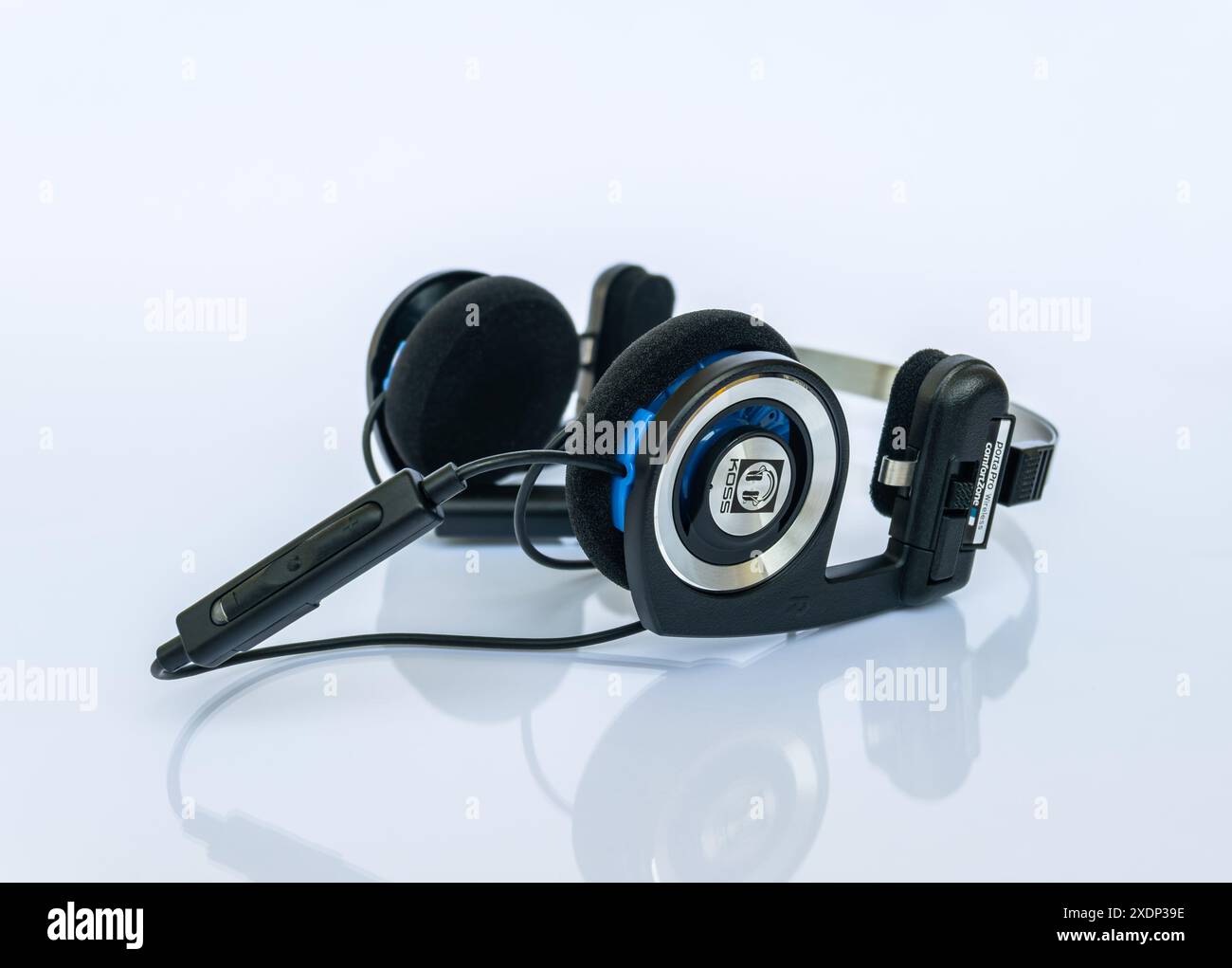 The Koss Porta Pro Wireless headphones in an unfolded position on a ...