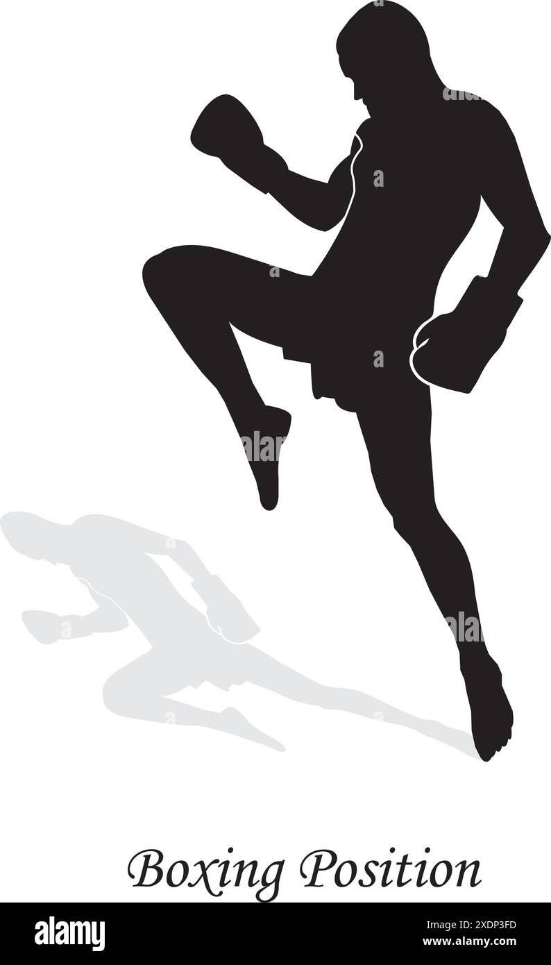 Boxing Position Pose vector silhouette Stock Vector Image & Art - Alamy
