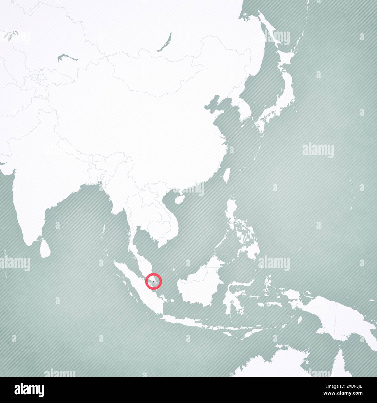 Singapore on the map of East and Southeast Asia with softly striped ...