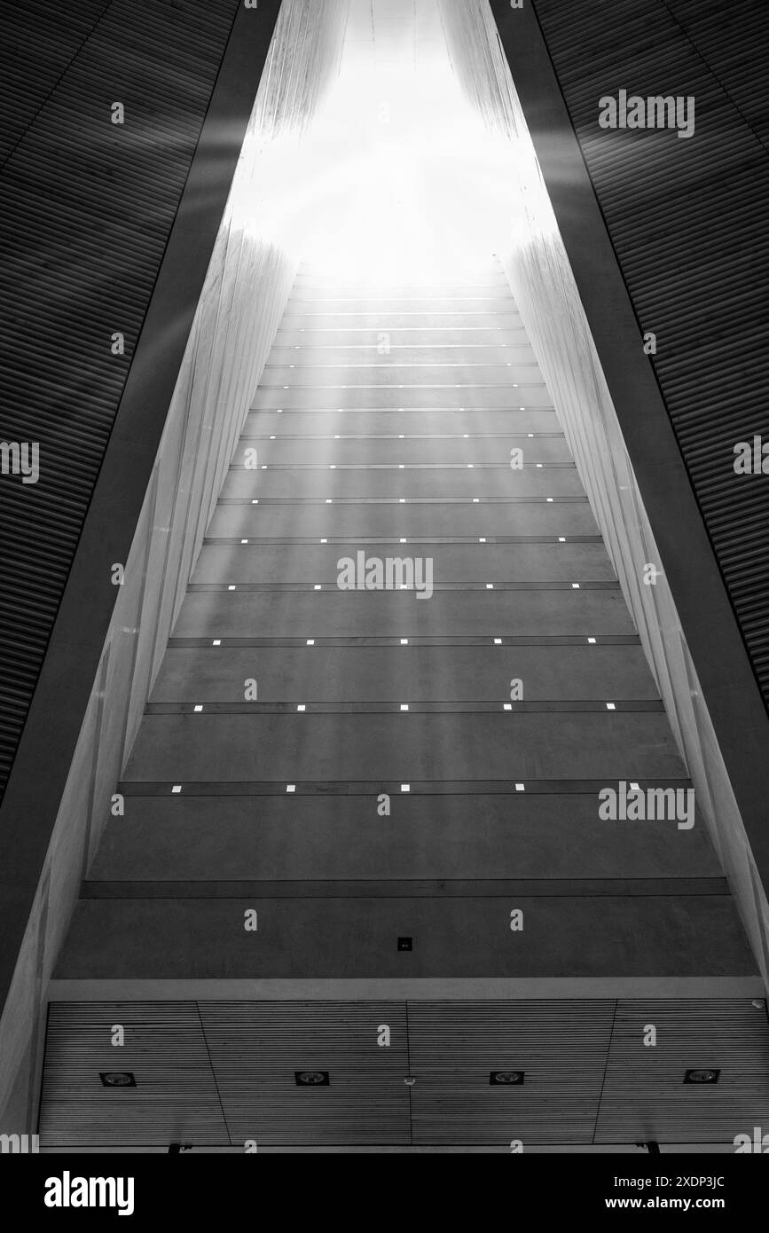Black and white. Graphic elements of church interior. Lines and light ...
