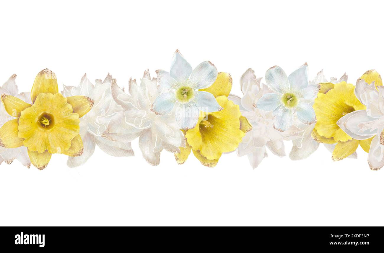 Elegant border of yellow and white flowers, great for spring and summer ...