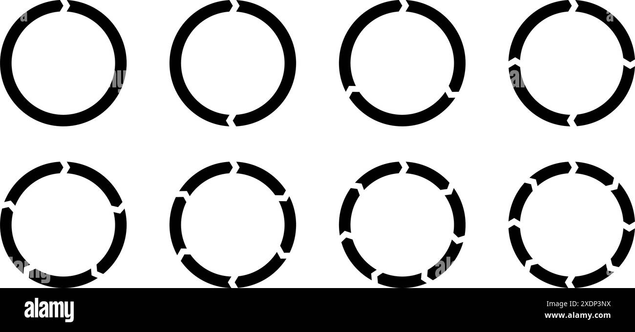 Rotation arrows in circular motion. Circle arrow combinations. Set of ...