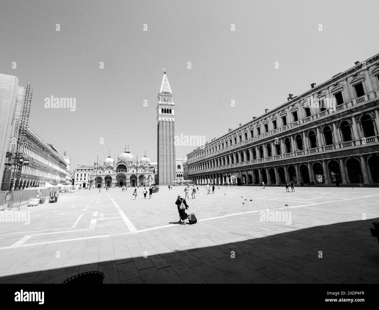 Venice, Italy - June 30th 20220 Black and white photo of a tourist ...