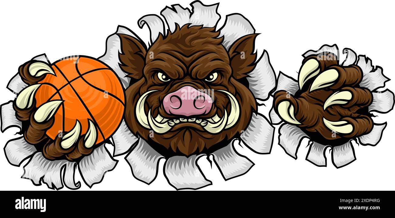 Boar Wild Hog Razorback Warthog Basketball Mascot Stock Vector Image ...