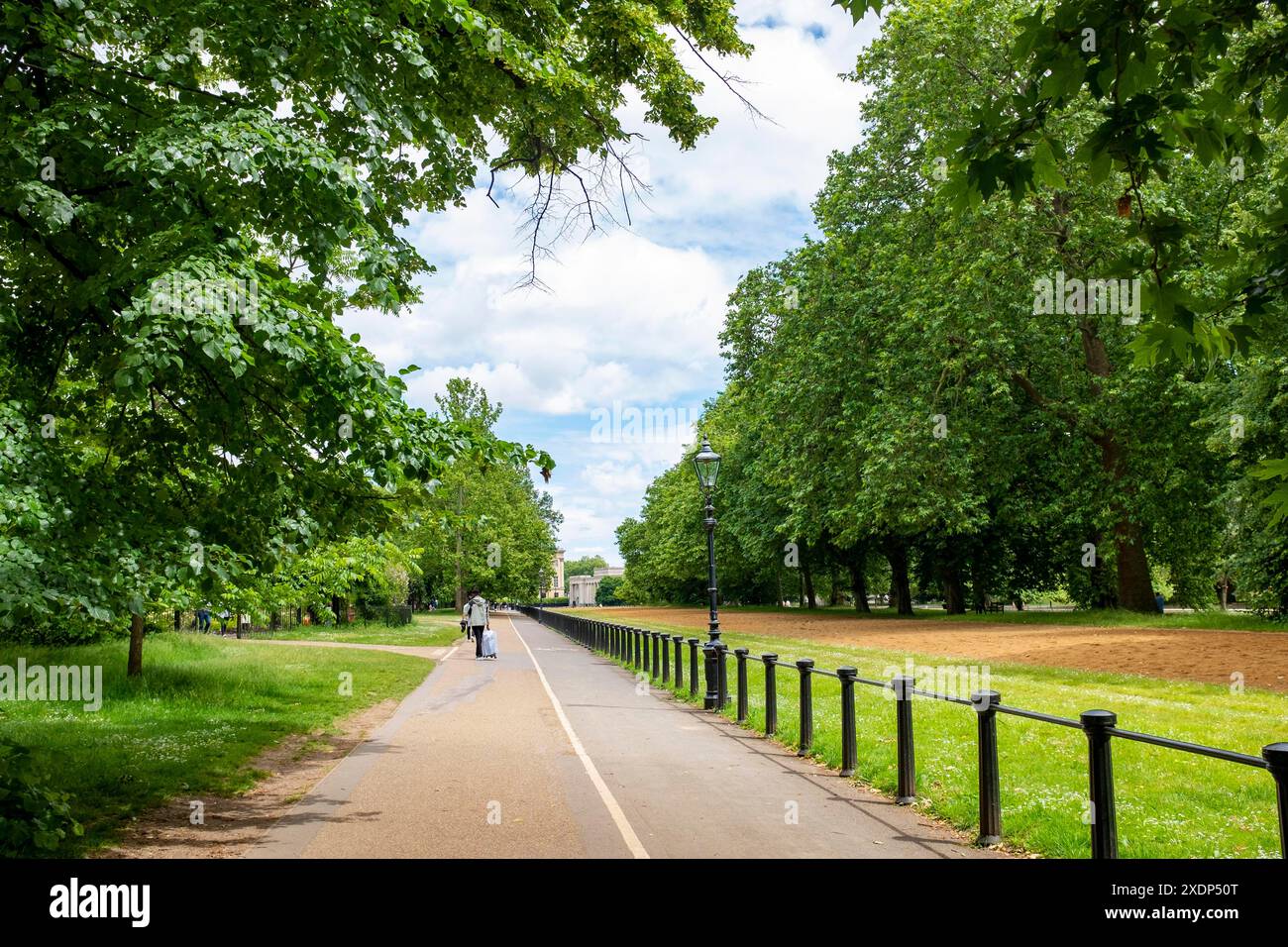 Cycle lanes and pedestrian walkway in Hyde Park , London , England , UK ...