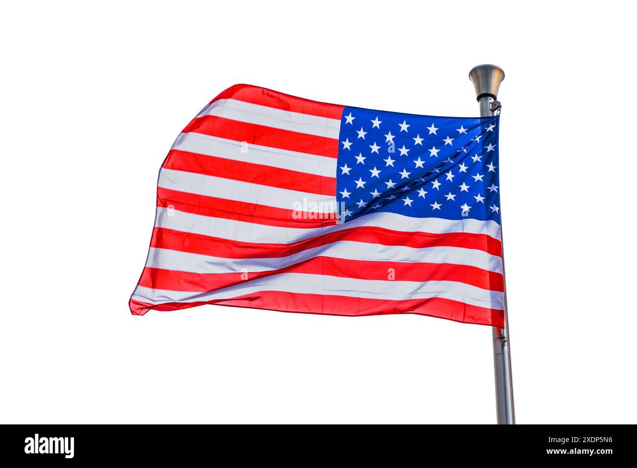 U.S. Flag blowing in a strong wind isolated on white background Stock ...